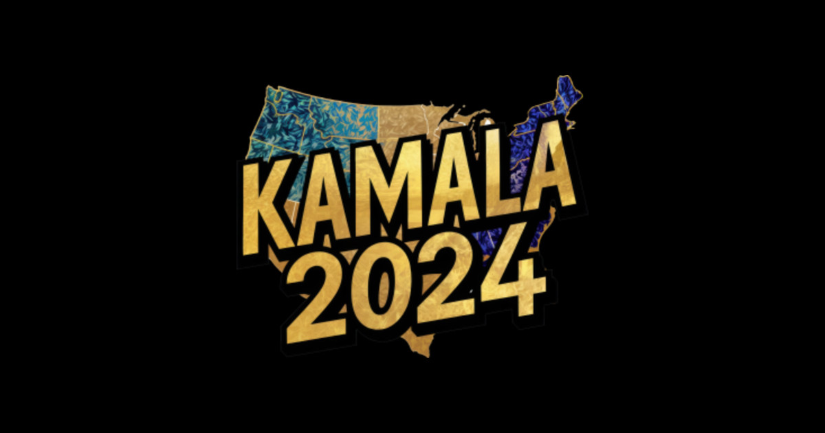 Text Kamala 2024 with United States map behind - Kamala Harris - Pin ...