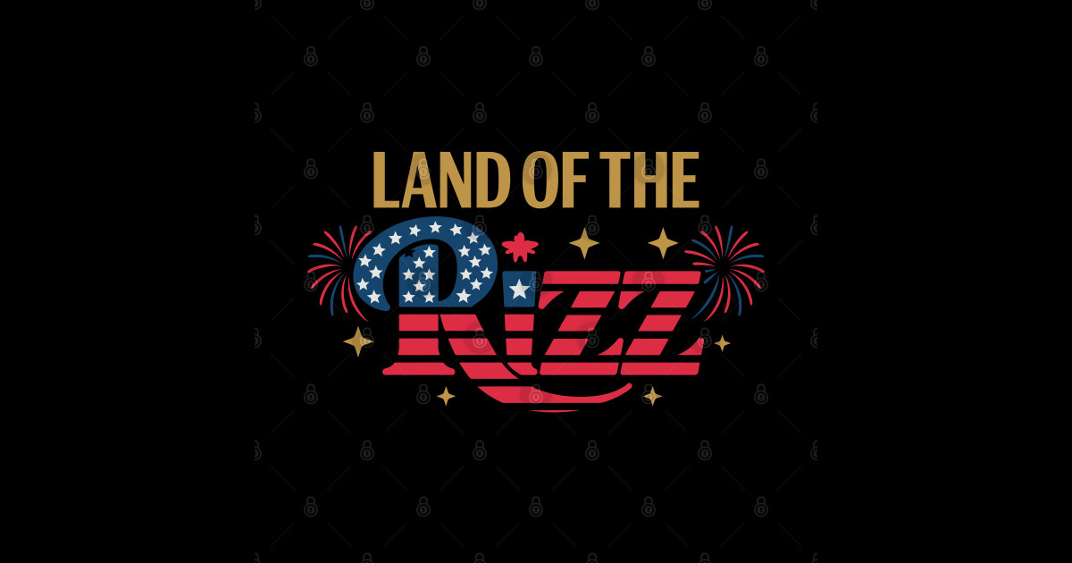 Land of the Rizz USA Funny Slang Fireworks Bold Style - Land Of The ...