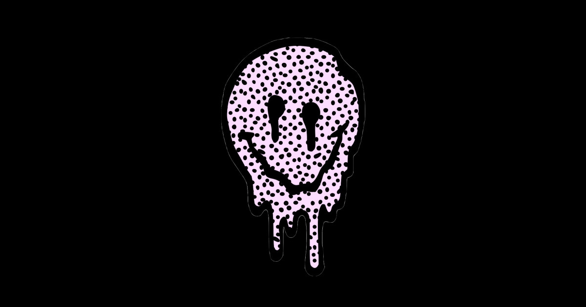 Pink Polka Dot Drippy Smiley Face - Shaka - Sticker | TeePublic