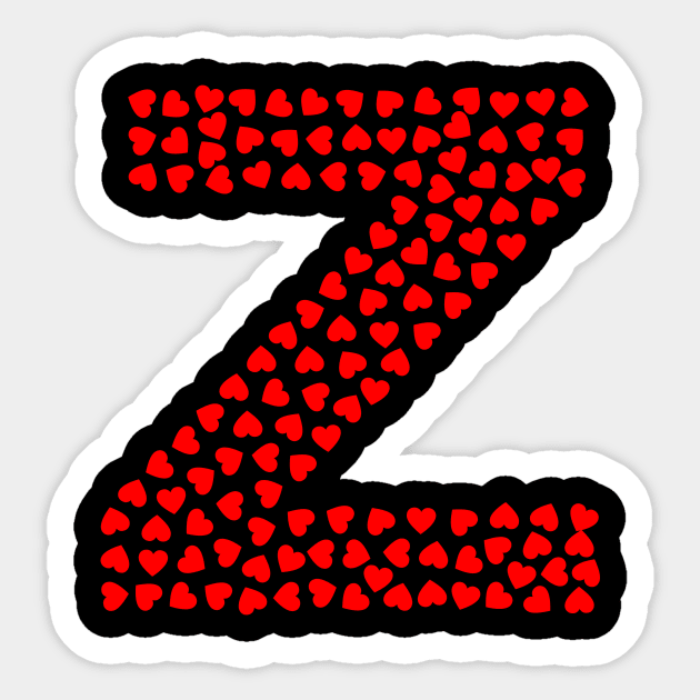 Letter Z Heart Shape Initial - Letter Z - Sticker | TeePublic