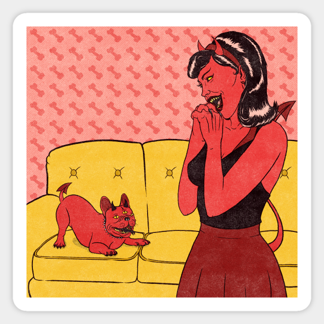 Demon Dog - Dog - Sticker | TeePublic