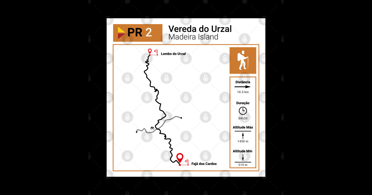Madeira Island PR2 VEREDA DO URZAL trail map - Madeira - Magnet | TeePublic