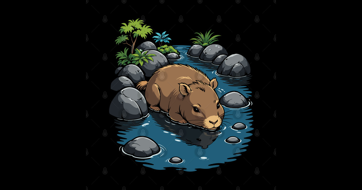 capybara chillin - Cute Capybara - Sticker | TeePublic