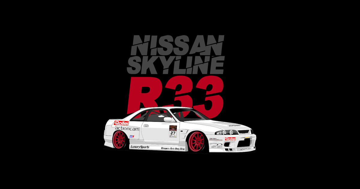 Skyline R33 (red) - Skyline R33 - Sticker | TeePublic