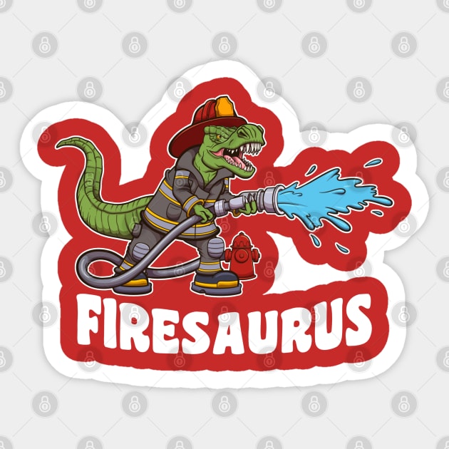 Firesaurus Dinosaur Firefighter Cartoon - Firesaurus - Sticker | TeePublic