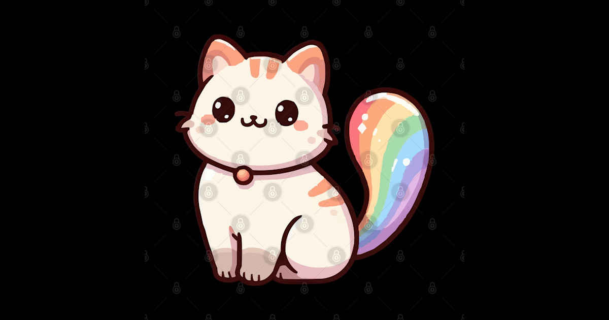 cute rainbow cat tail - Rainbow Cats - Sticker | TeePublic