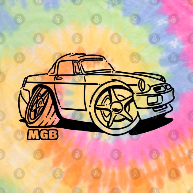 DigiRods MG MGB Sports Car Single Image Black Outline Comic Cartoon Car ...