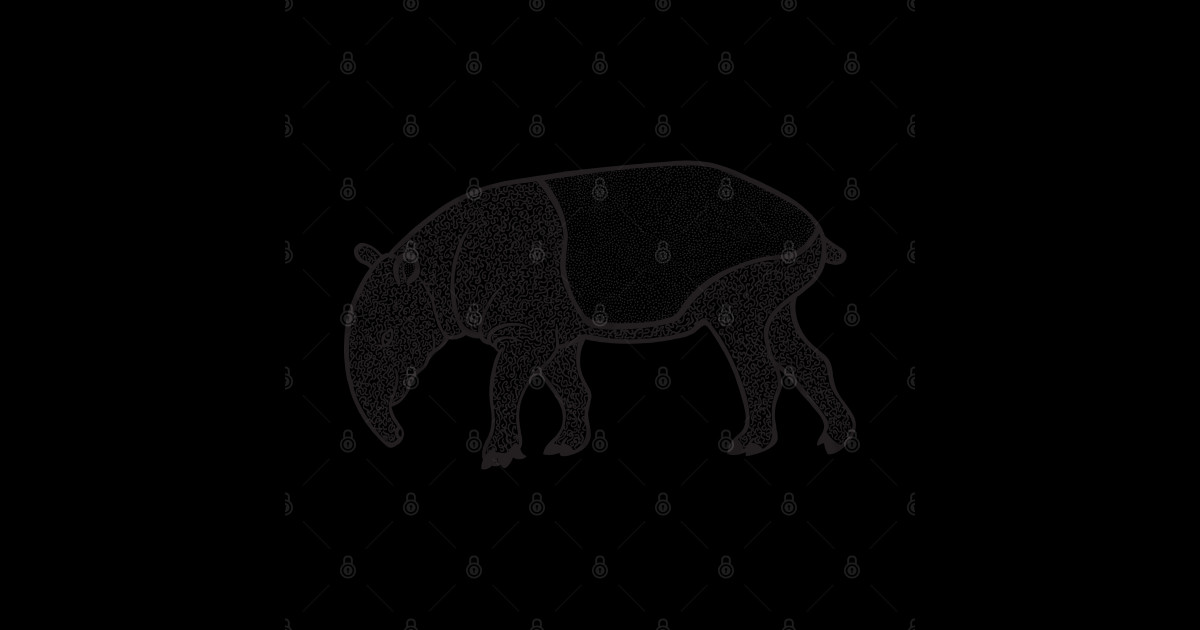 Malayan Tapir Ink Art - cool detailed animal design - Tapir Design ...