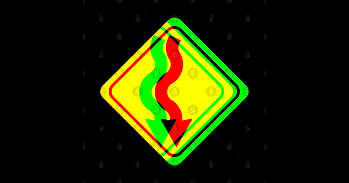 Winding Road Psychedelic Road Sign - Warning Sign - Sticker | TeePublic