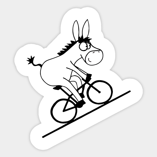 Donkey Riding Bicycle - Riding Bicycle - Sticker | TeePublic