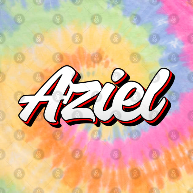 Aziel name - cool 70s retro font - Aziel Name Cool 70s Retro Font - T-Shirt | TeePublic