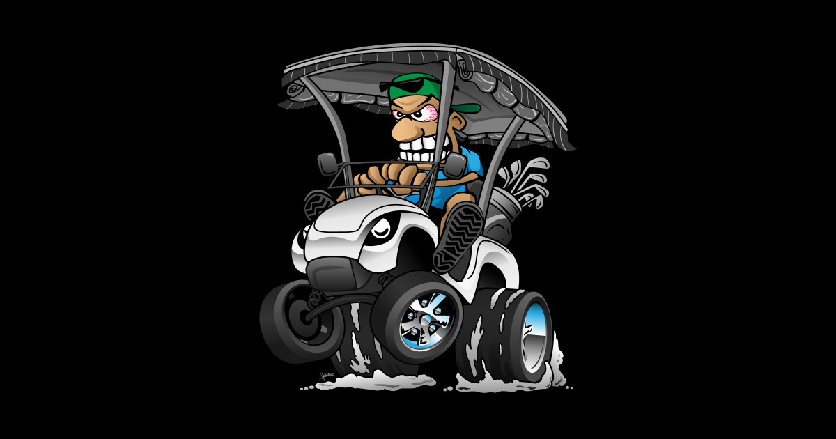 Funny Golf Cart Hotrod Golf Car Popping a Wheelie Cartoon - Golf Cart ...