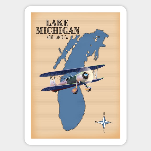 Lake Michigan vintage map - Lake Michigan Map - Sticker | TeePublic