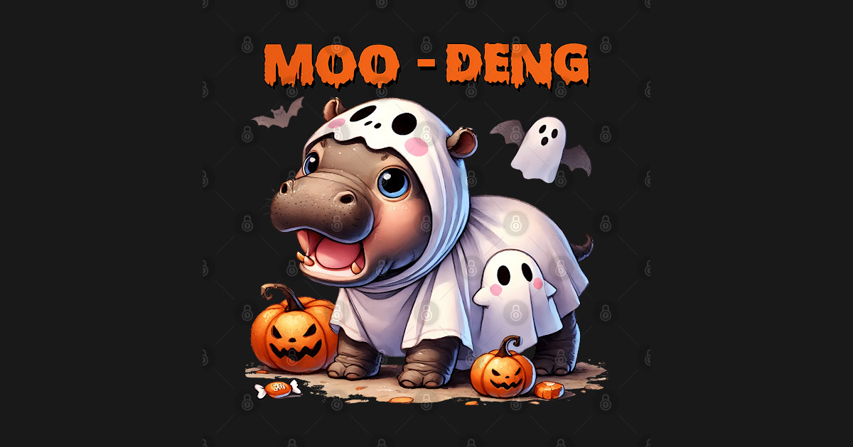 Moo Deng Cute Baby Pygmy Hippo Bouncy Pig in Thai Halloween - Moo Deng ...