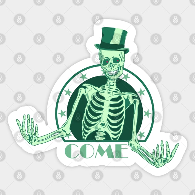 The green skeleton invites you to come. - Skeleton Green - Sticker ...