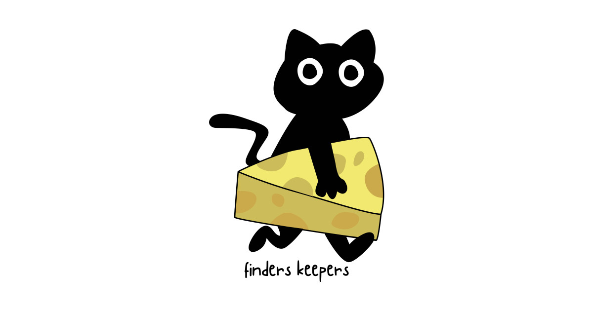 "Finders Keepers" Funny Cartoon Black Cat Stealing Cheese - Funny Cat ...