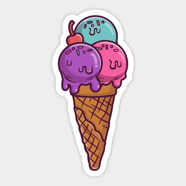 Cartoon ice cream - Ice Cream - Sticker | TeePublic
