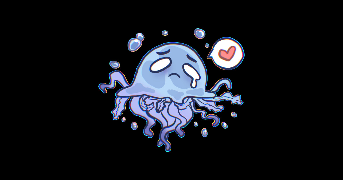 So Sad Jellyfish print - Jellyfish - Sticker | TeePublic