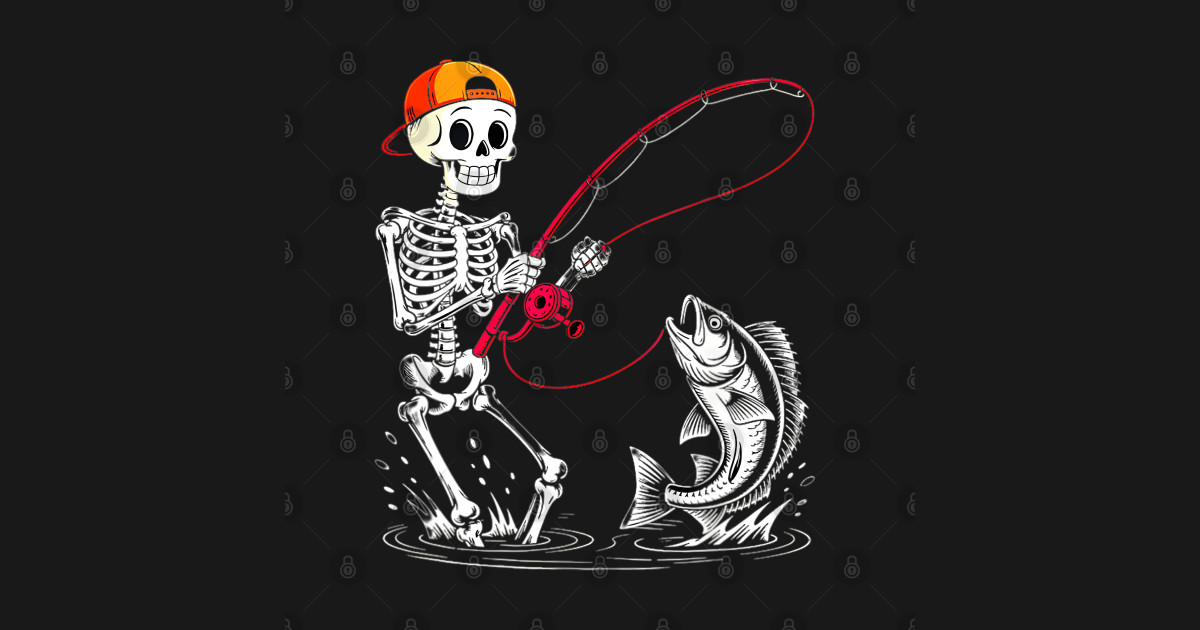 Skeleton Fishing Halloween Fishing - Halloween Skeleton Costume - T ...