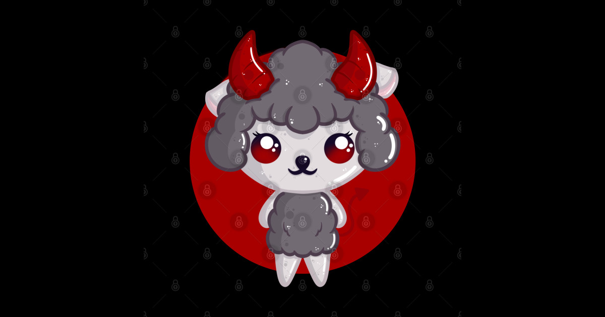 Cute Little Devil Sheep - Cute Devil - Sticker | TeePublic