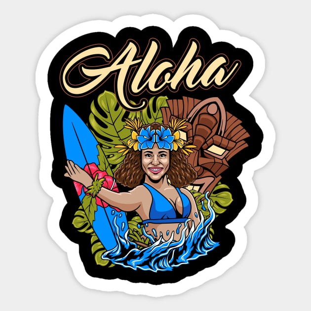 Hula Girl Aloha Hawaii - Hula Girl Aloha Hawaii - Sticker | TeePublic