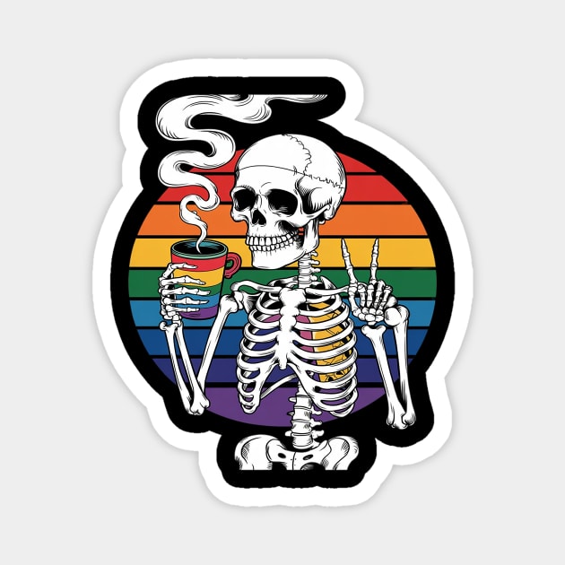 LGBTQ Flag Skeleton Peace Coffee Rainbow Pride Month - Lgbtq Flag ...