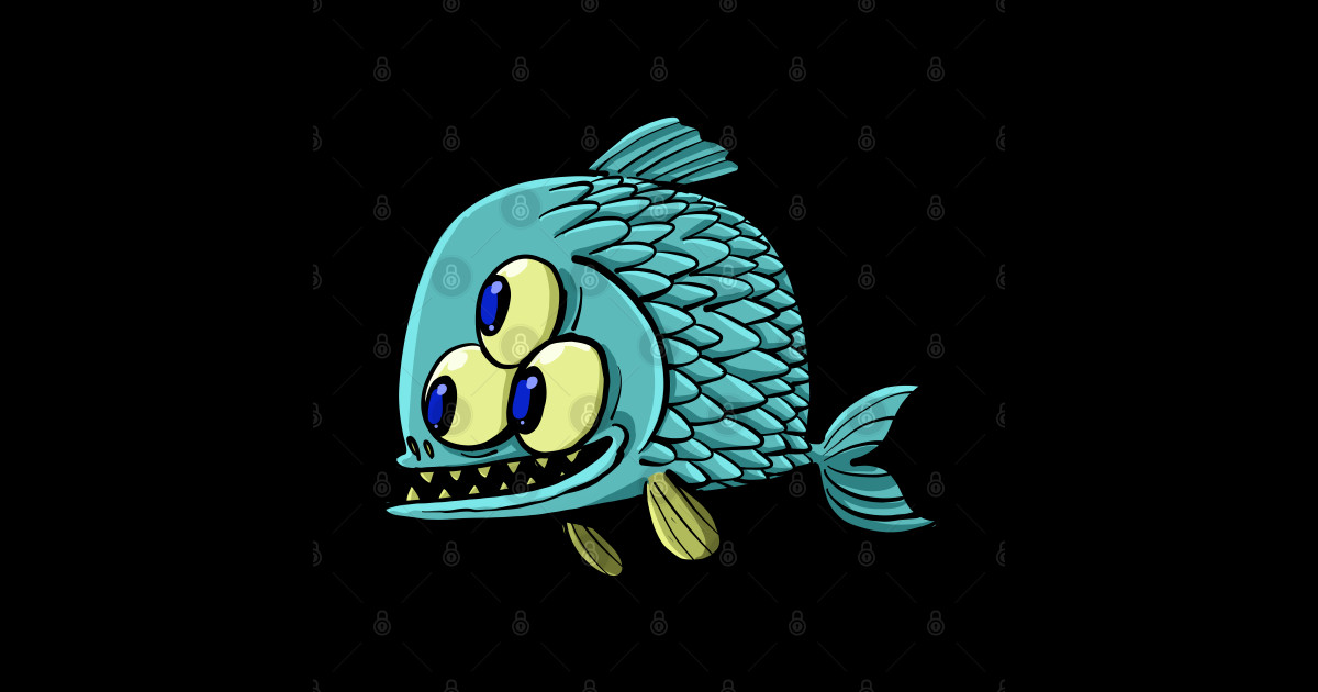 three-eyed fish with a mouth full of teeth - Three Eyed Fish - Sticker ...