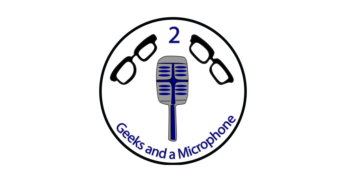 2 geeks logo Blue text Grey outline - 2 Geeks And A Microphone - T ...