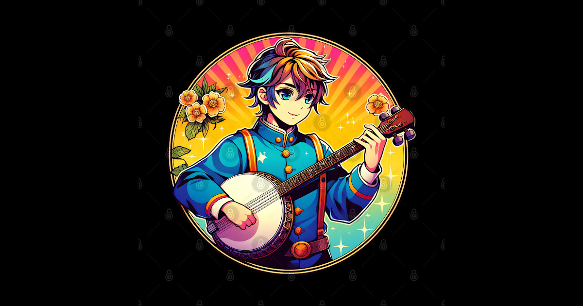 Banjo Anime boy - Banjo - Sticker | TeePublic