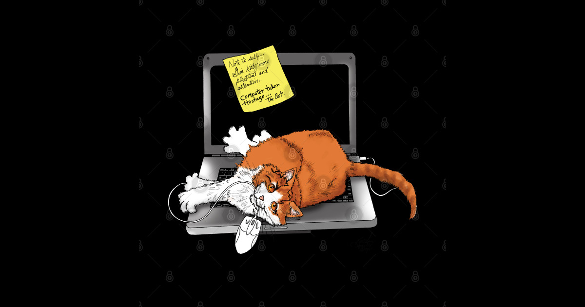 Laptop Cat - Cat On Laptop - Sticker | TeePublic