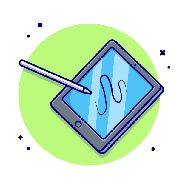 Tablet And Stylus Pencil Cartoon Vector Icon Illustration - Tablet - T ...