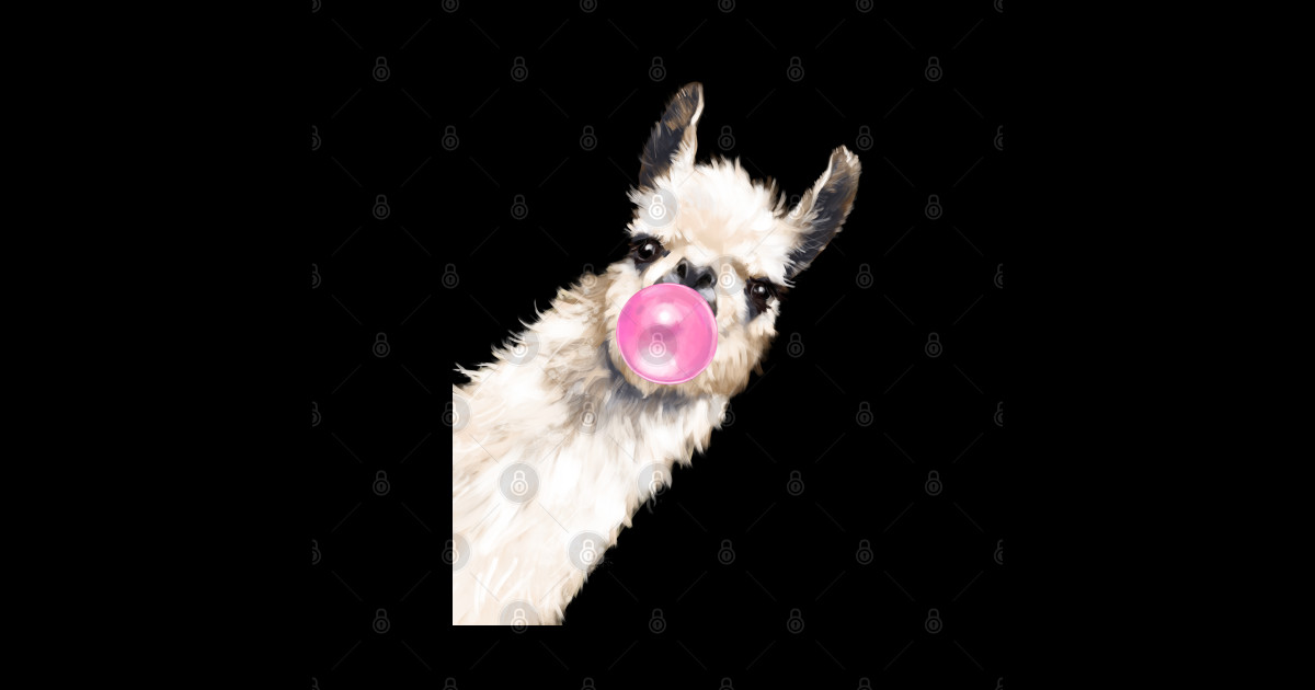 Bubble Gum Sneaky Llama in Green - Llama Lover - Tapestry | TeePublic