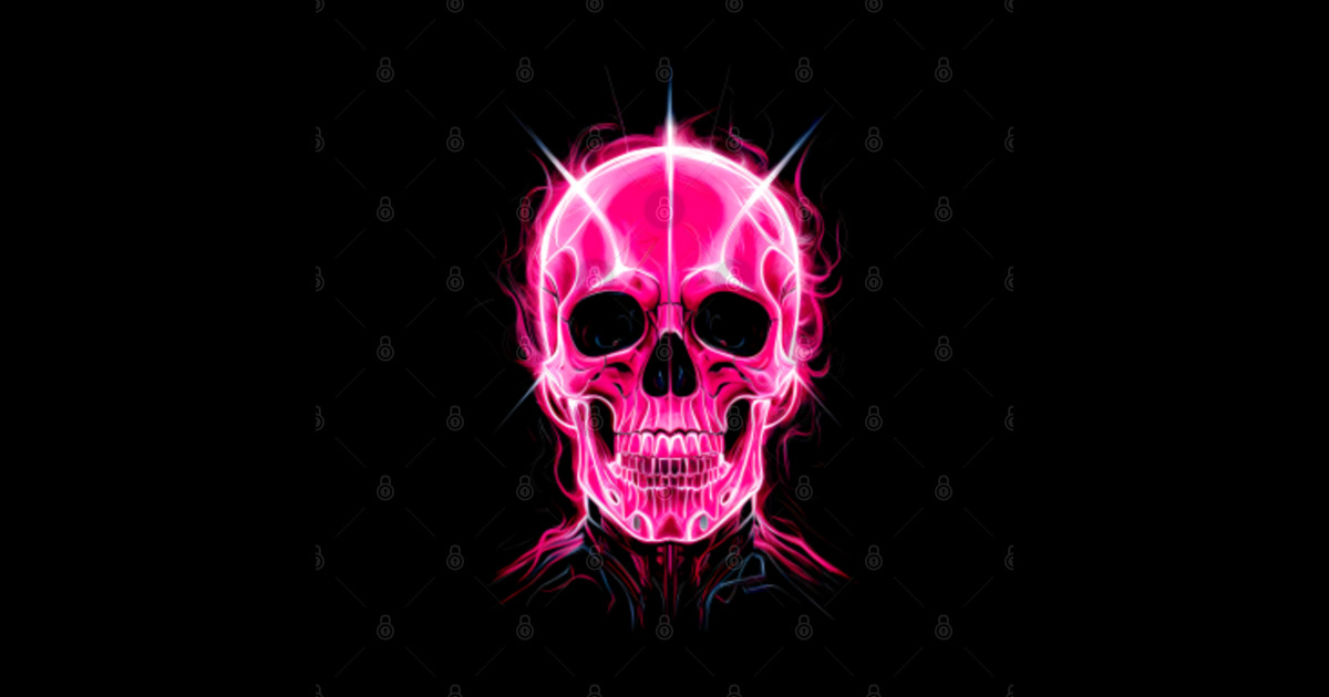 Neon Pink Skull - Neon Skull - Sticker | TeePublic