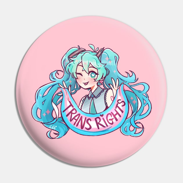miku says trans rights! - Trans Rights - Pin | TeePublic