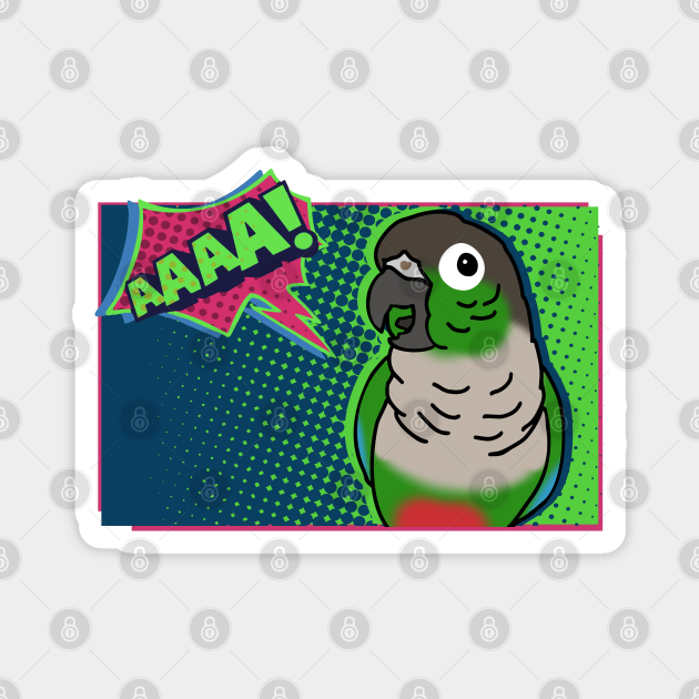 Screaming Green Cheeked Conure Comic - Birb Memes - Magnet | TeePublic