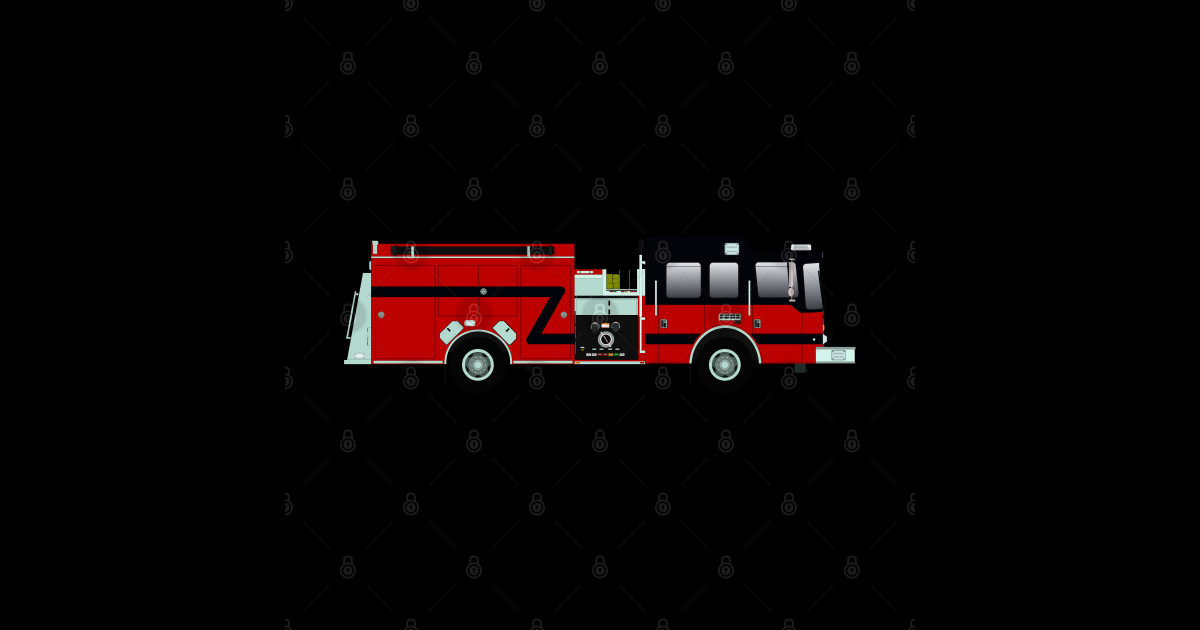 Red with Black Fire Engine - Fire Engine - Sticker | TeePublic