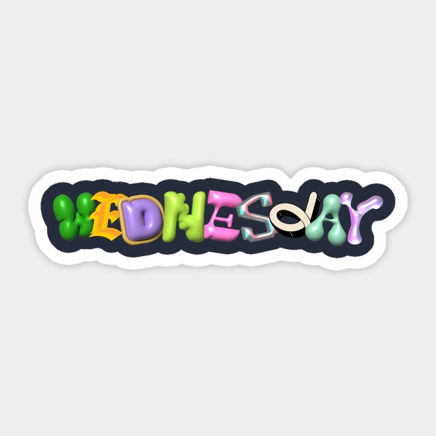 WEDNESDAY 3D Letter - Typography Apparel - Sticker | TeePublic