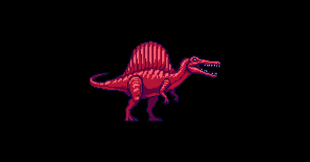 Spinosaurus Pixel Art Dinosaur Retro - Spinosaurus - Sticker | TeePublic