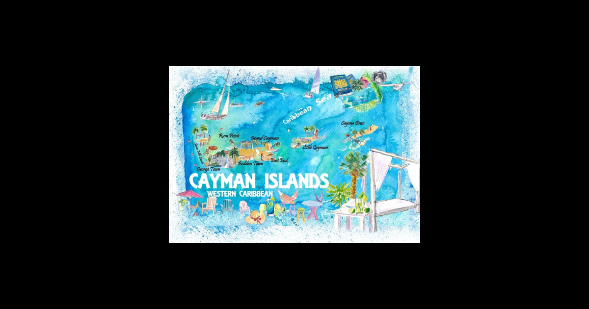 Cayman Islands Illustrated Travel Map With Roads And Highlights - Maps ...
