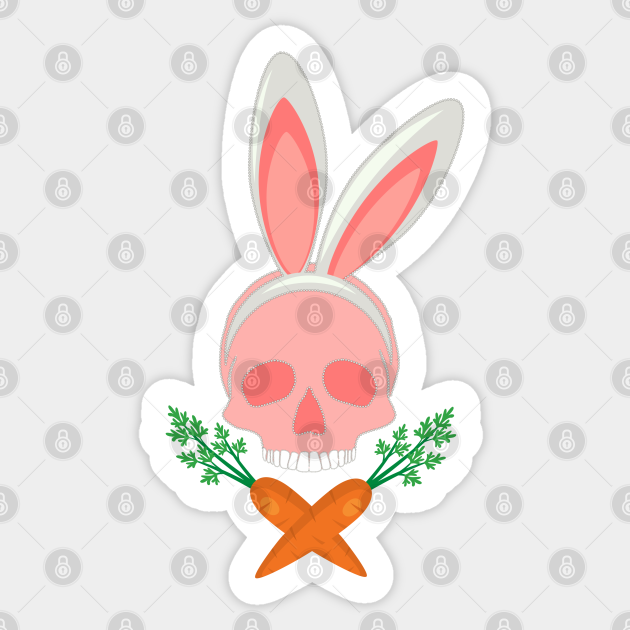 Skull with Bunny Ears - Bunny Rabbit - Sticker | TeePublic