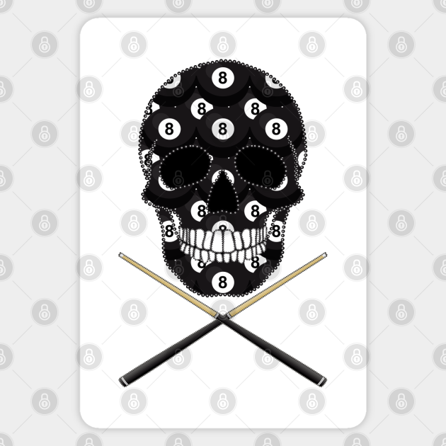 Skull with Cues - Billiards - Sticker | TeePublic