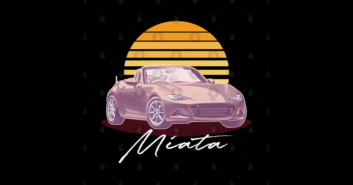 Mazda Miata / Retro Style Sunset Design - Mazda Miata - Posters and Art ...