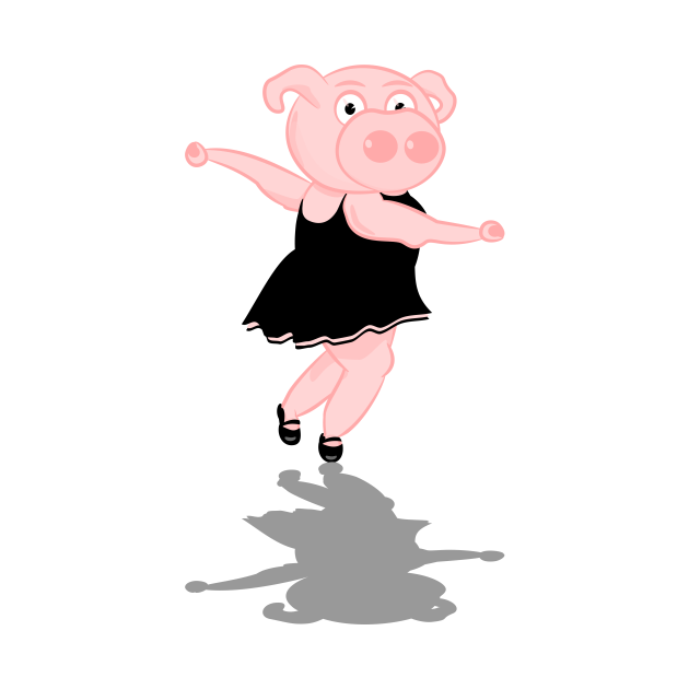 Pig doing Ballet - Little Black Dress - T-Shirt | TeePublic