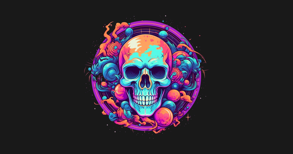 Trippy Skull Psychedelic Colors LSD - Skull - T-Shirt | TeePublic