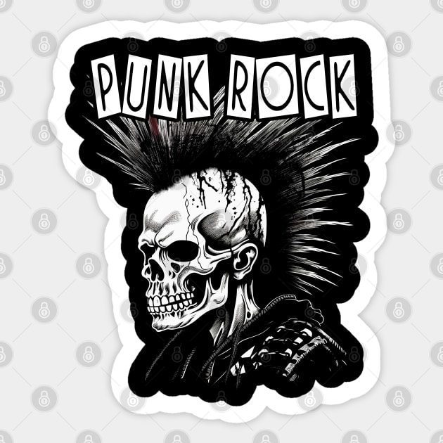 Punk Rock Skull - Punk - Sticker | TeePublic