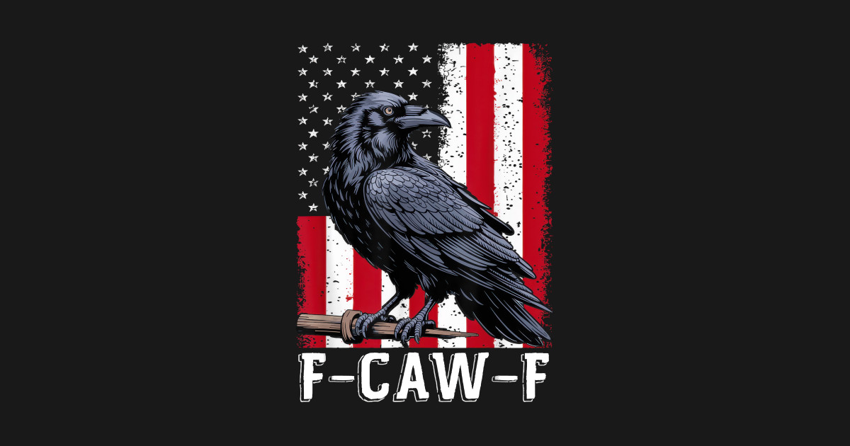 F-Caw-F Black Crow Black Bird Retro USA Flag Vintage F-Caw-F T-Shirt ...