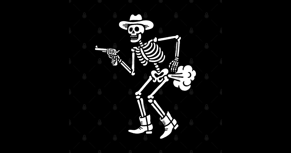 Cowboy Skeleton Farting - Farting - Sticker | TeePublic