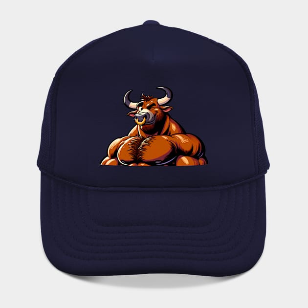 Muscular Winking Bull Anthro Furry Minotaur Design - Furry - Hat ...