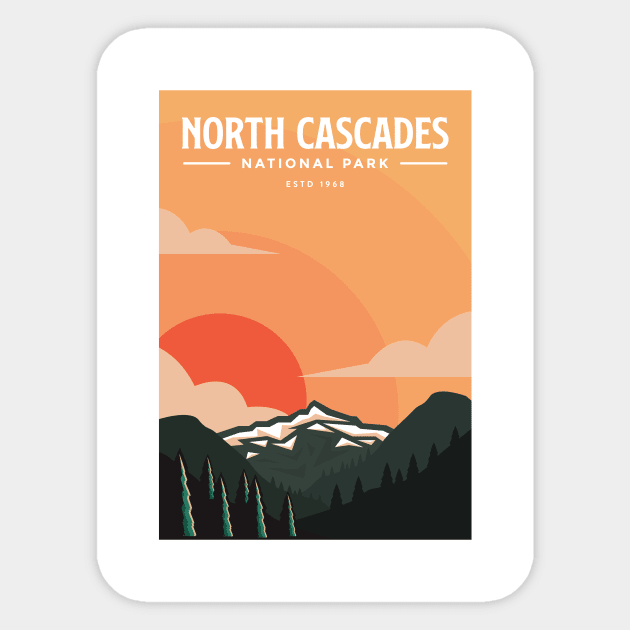 North Cascades National Park - North Cascades National Park - Sticker ...