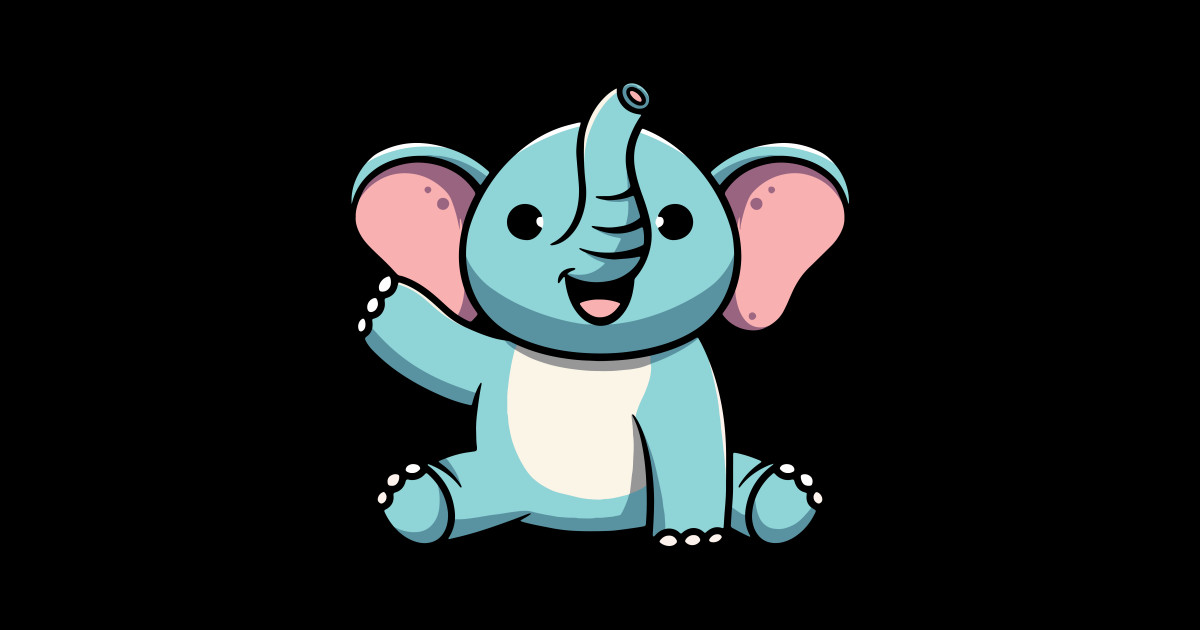 Cute Baby Elephant Smiling - Cute Animal Design - Sticker | TeePublic